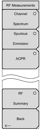 RF Measurements Menu
